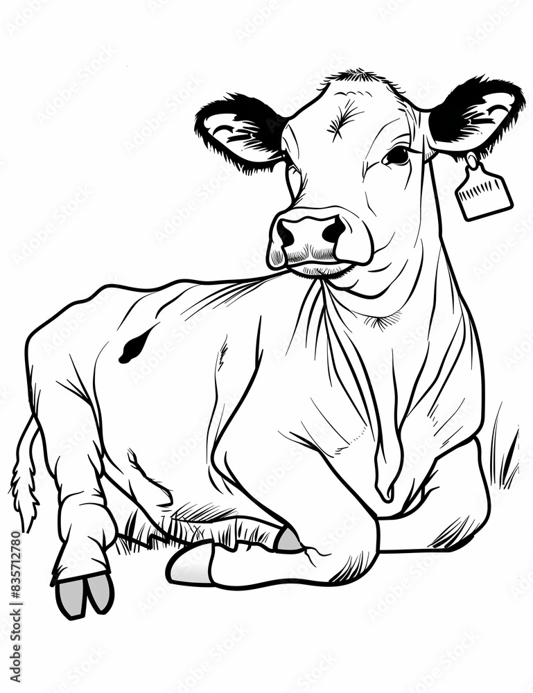 Cow cartoon coloring page - Line Art - Easy Coloring Pages - Simple ...
