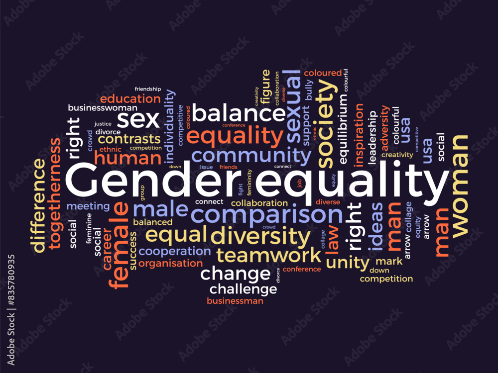 Gender equality word cloud template. Gender justice concept vector ...