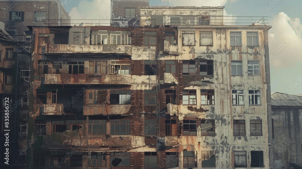 An animated GIF showing the transformation of a rundown building into a ...