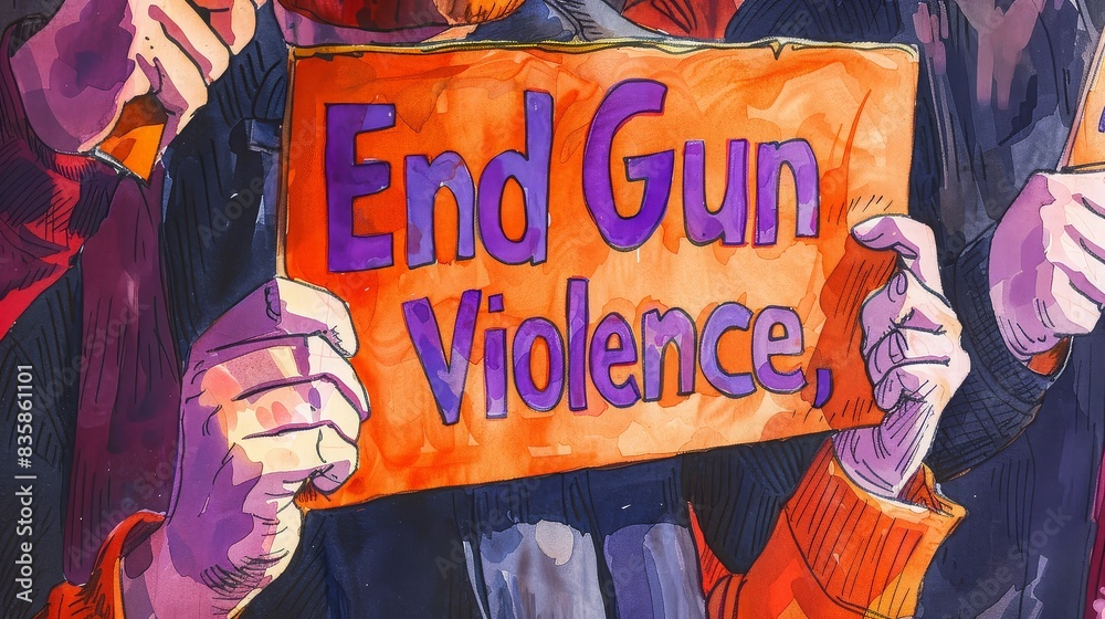 Colorful and vivid illustration of a protest, with diverse hands ...