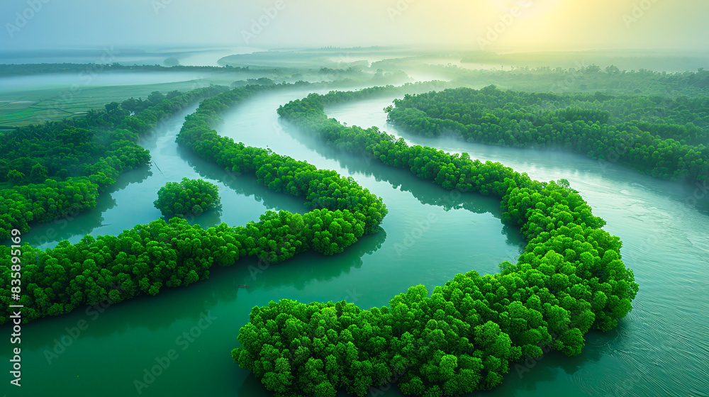 Breathtaking aerial view of amazon river bend Stock Photo | Adobe Stock