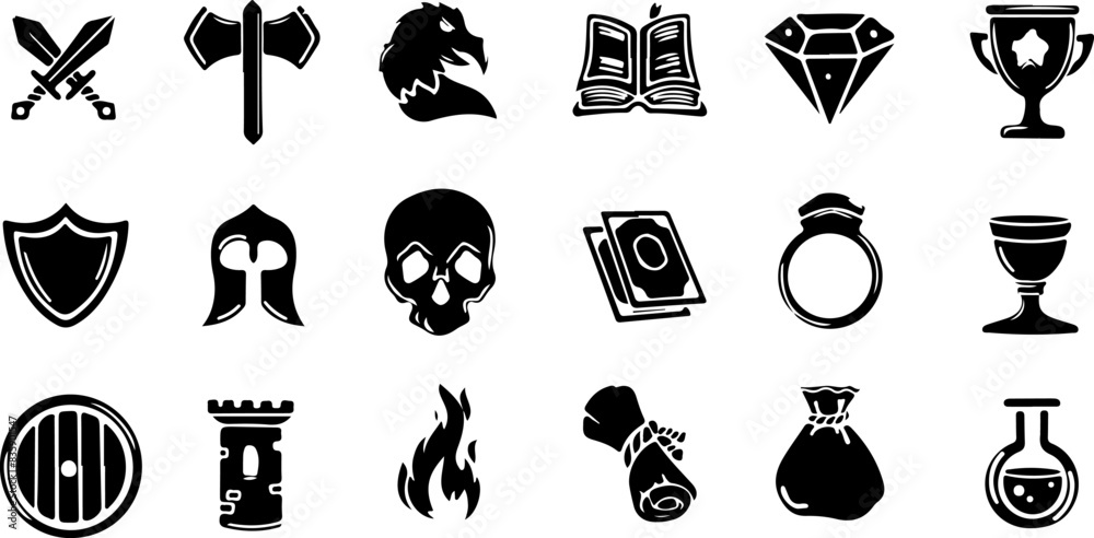 Vector de Stock Pixel perfect icon set of RPG game UI kit health heal ...