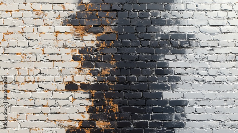 Black and white brick wall with patches of rust Stock Illustration ...