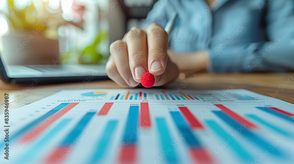 chart tablet or business people in a meeting planning kpi strategy or analytics paperwork for ...