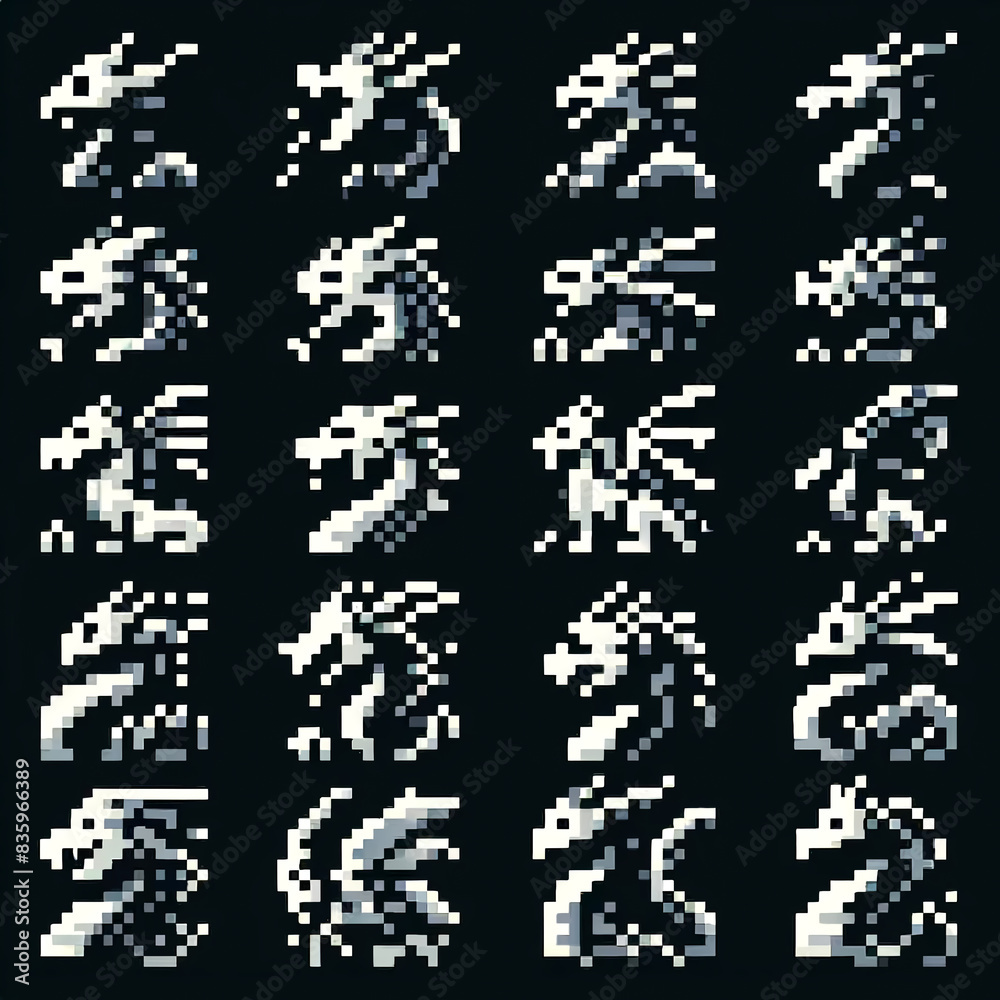 Ilustración de Stock Pixel art dragon sprites for RPG game | Adobe Stock