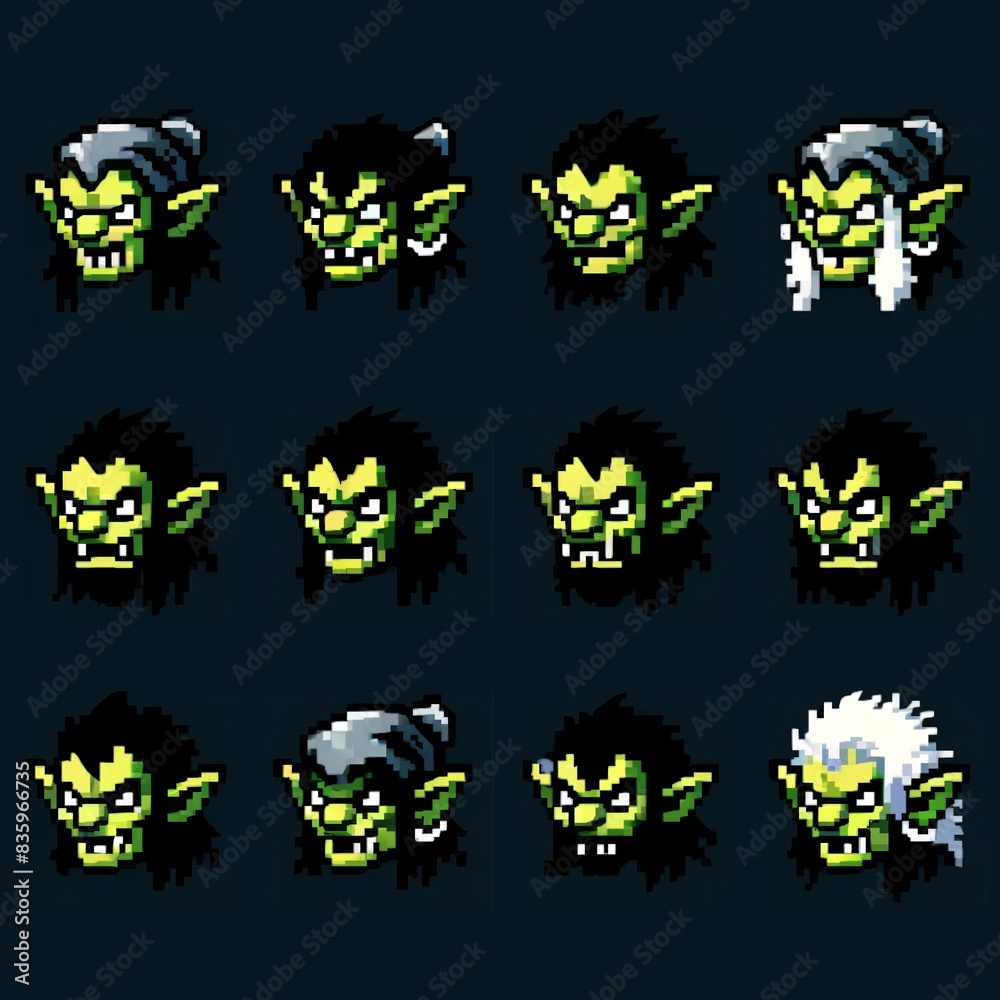 Stock-Illustration „Pixel art goblin sprites for RPG game“ | Adobe Stock