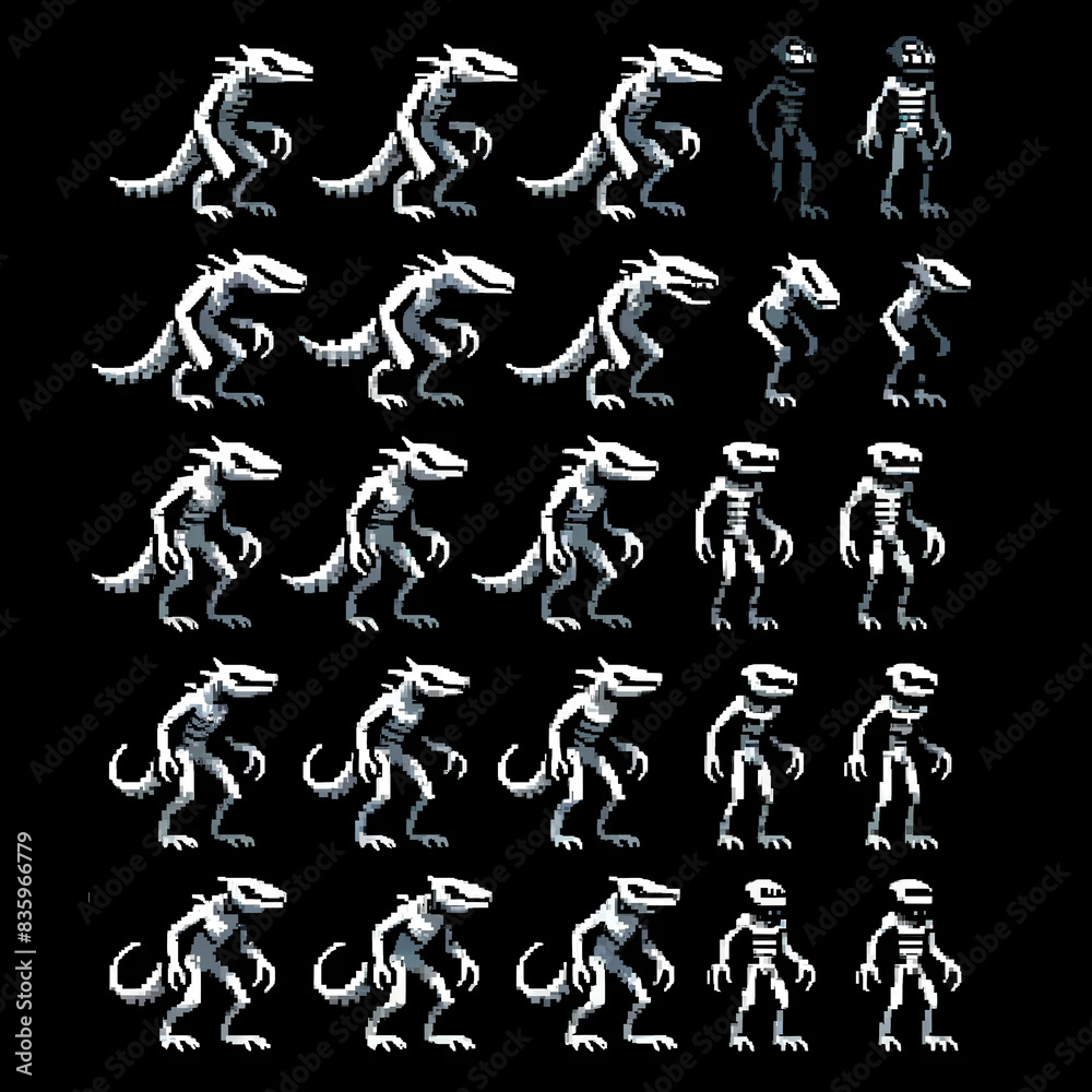 Pixel art lizardman sprites for RPG game Stock Illustration | Adobe Stock