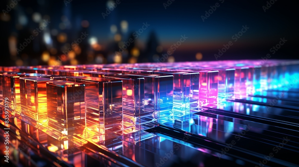 Glowing lines of code cascading down a digital screen, illustrating the ...