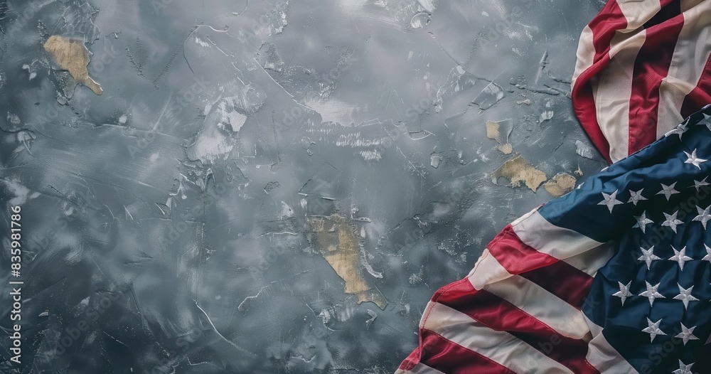 Rustic American Flag Draped on Textured Background: A Symbol of ...