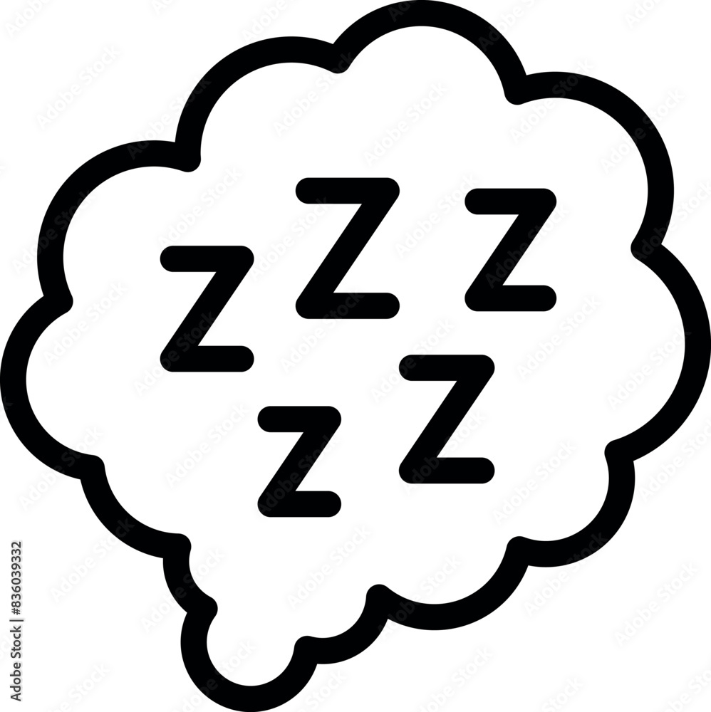 Graphic illustration of a sleep symbol, 'zzz', in a comic bubble ...