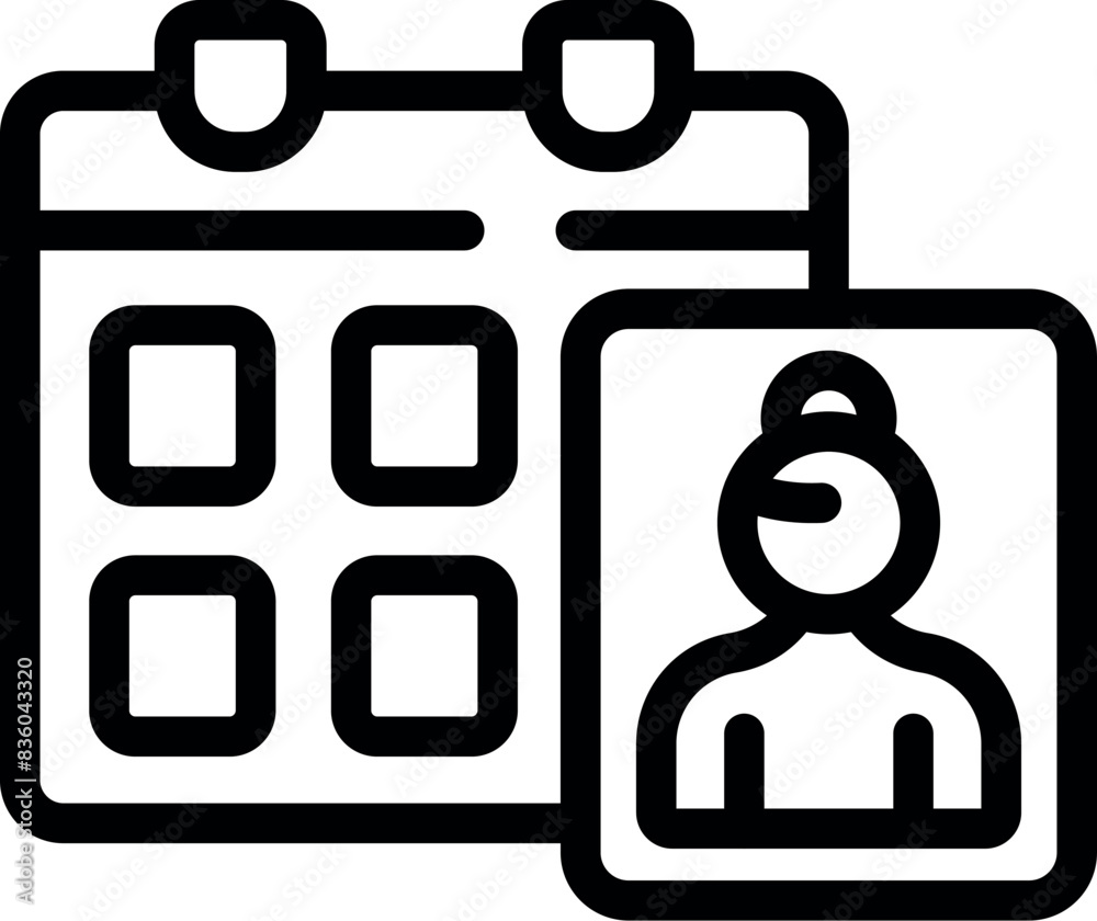 Black and white simple graphic illustration of an employee work ...