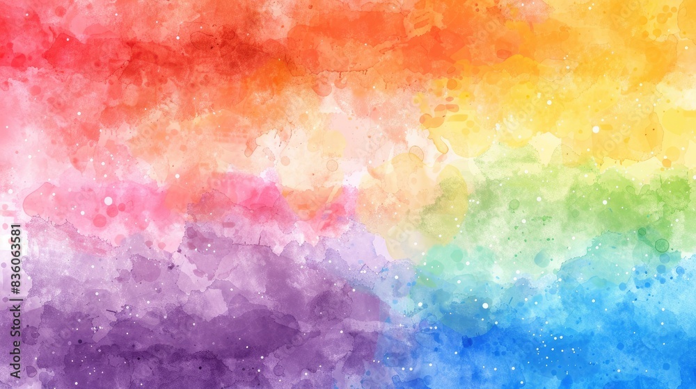 A soft, watercolor-style LGBT flag background with a prominent text ...