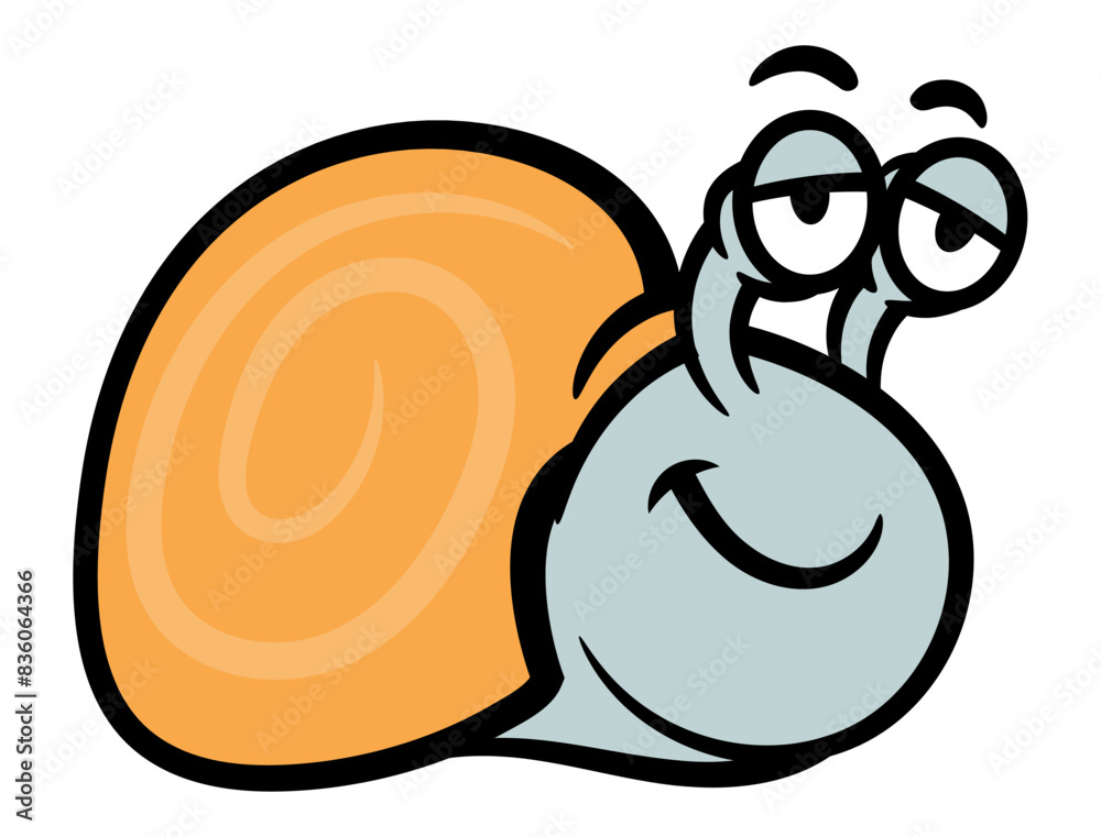 Funny Snail cartoon characters walking slowly. Best for sticker, logo ...