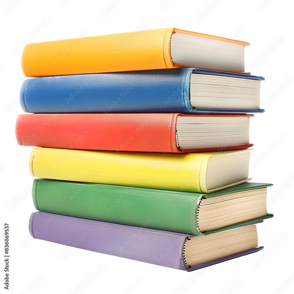 stack of books isolated on white, isolated on transparent background ...