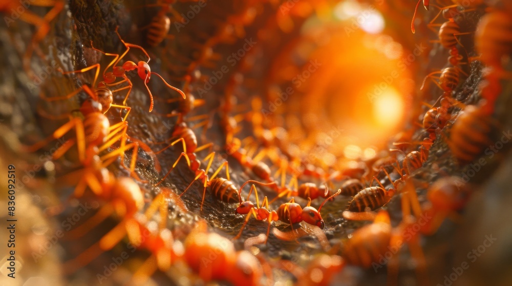 Ants marching in a perfect spiral formation, illustrating their ability ...
