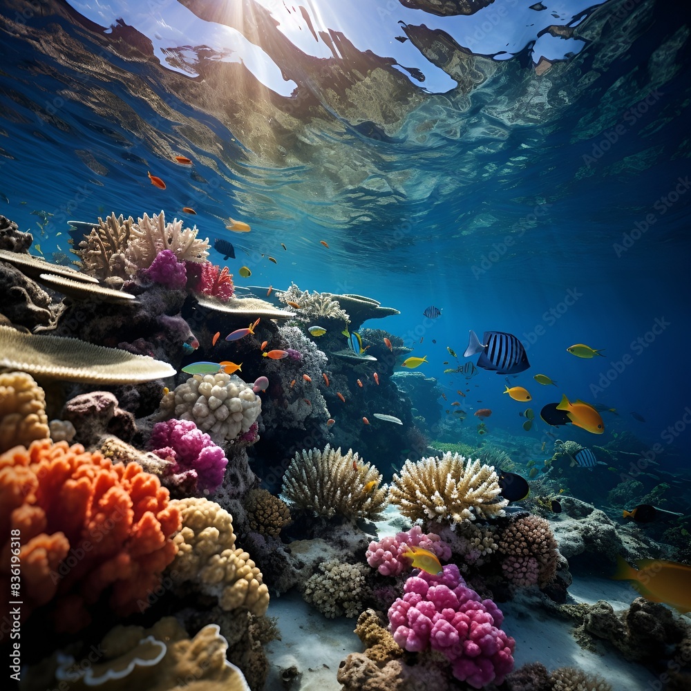 marine life, coral reefs, and clean waters to convey the need for ...