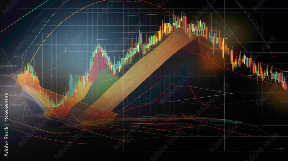 A sophisticated Gann fan chart overlaying geometric angles on price ...