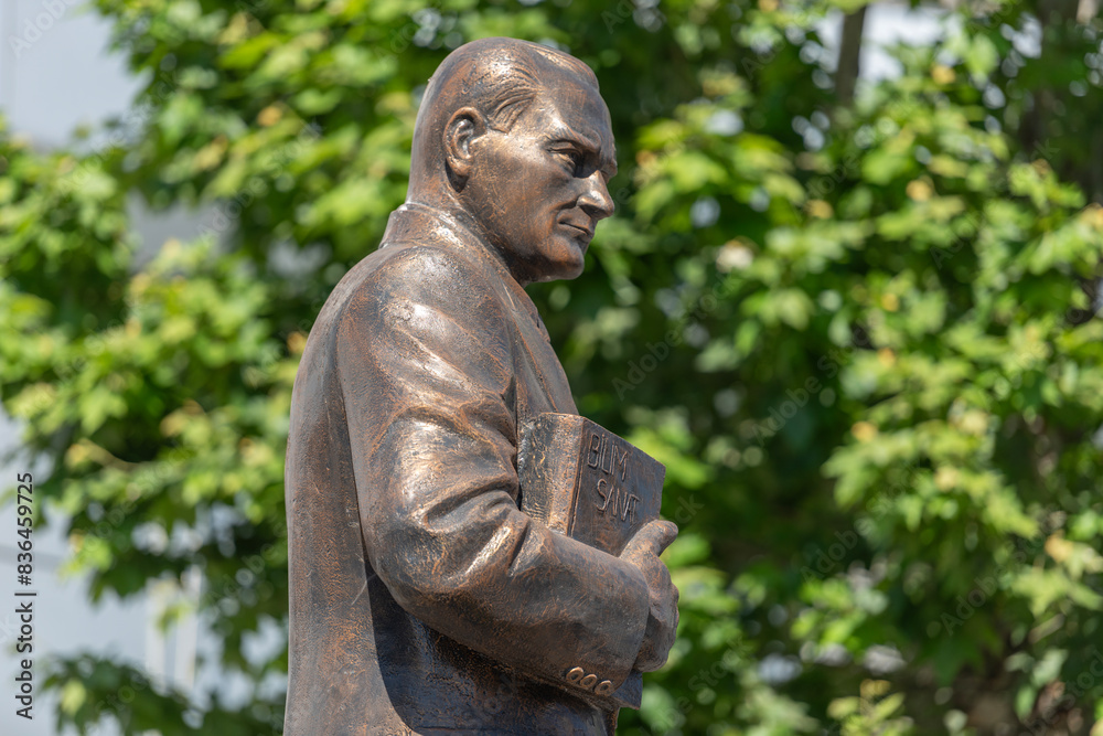 ISTANBUL, TURKEY - JUNE 1, 2024: Ataturk statue on the Fenerbahce Sukru ...