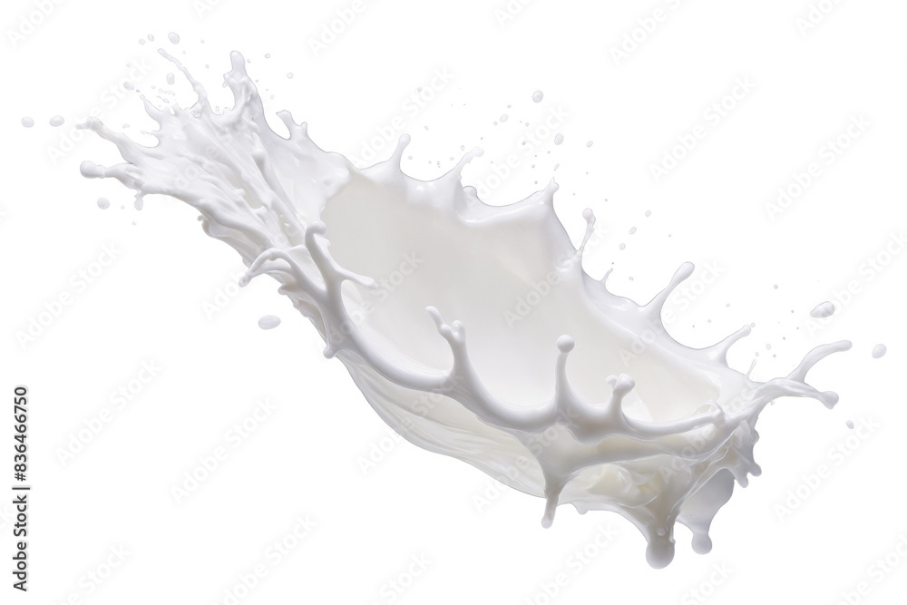 High-resolution image capturing a milk splash mid-air on a transparent ...