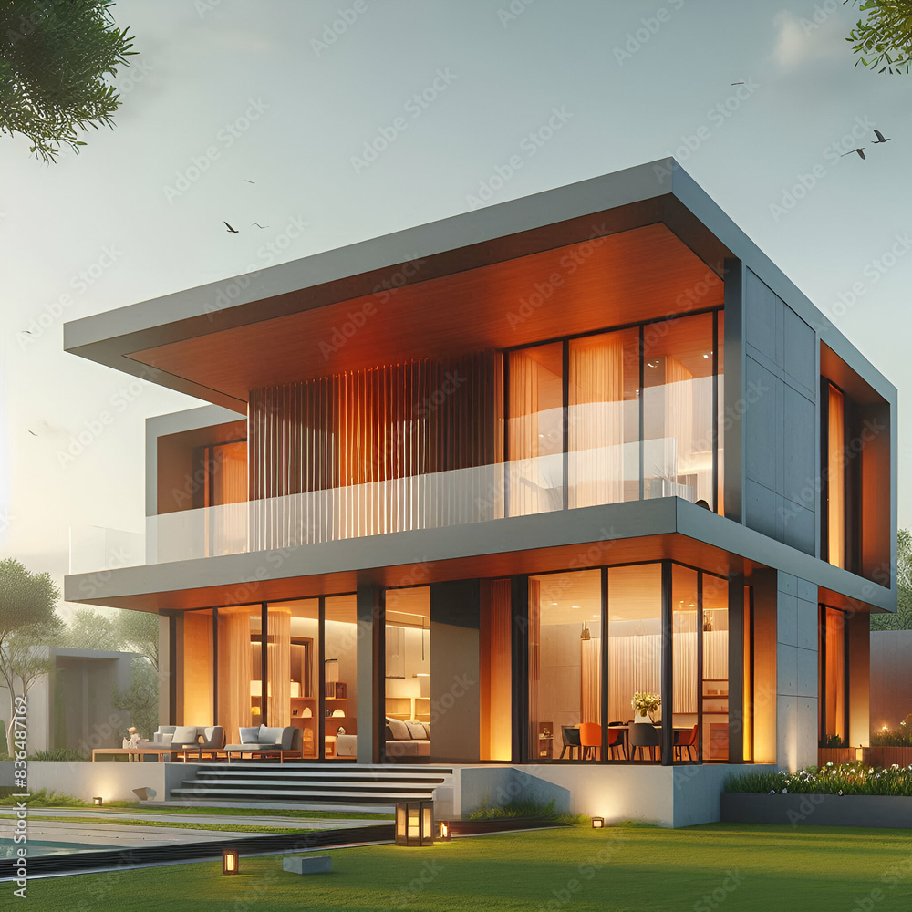 Beautiful Modern Style Luxury Private Home Design of Two Story House ...