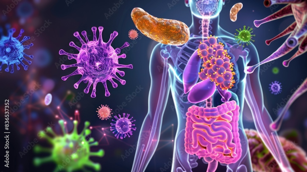 Immune system, protection against viruses and bacterias. Different ...