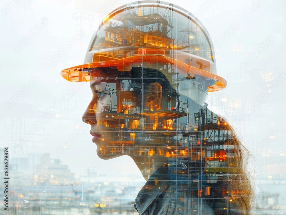 Architect Planning Future Structures: Blueprint, Construction Site, and ...