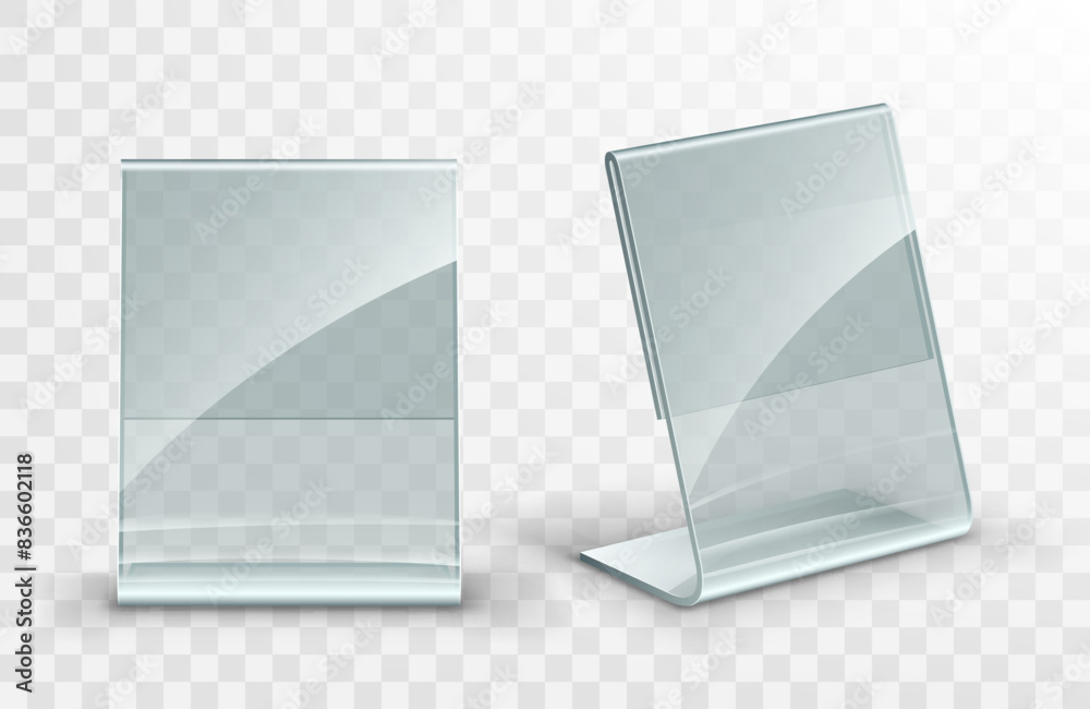 Vector acrylic table tent. Card holder isolated on transparent ...