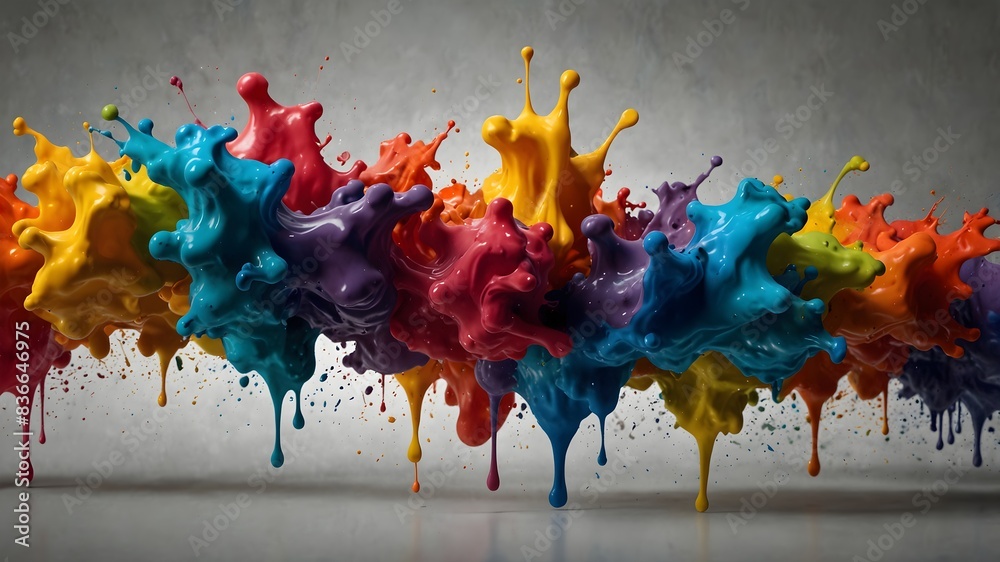 The symphony of colors as gravity pulls liquid paint down, leaving a ...