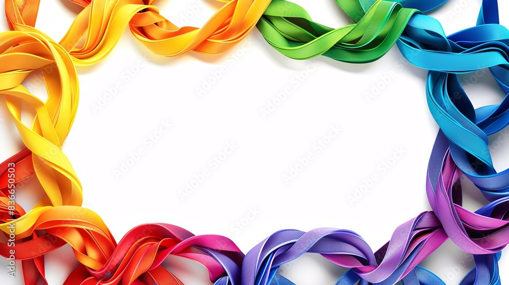 Frame with interlocking rainbow circles Stock Illustration | Adobe Stock