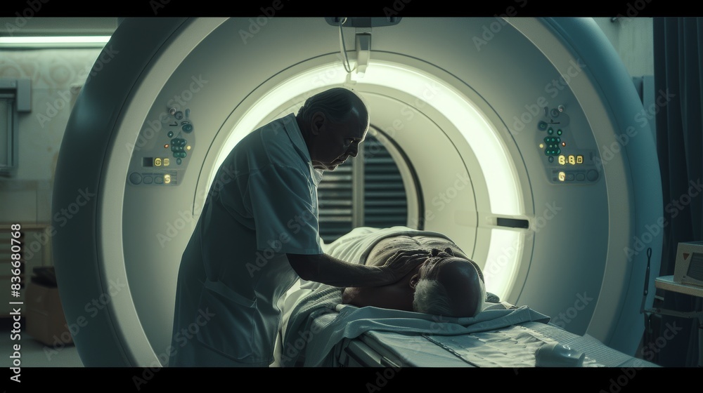 Elderly patient receives MRI scan diagnosis for neurodegenerative brain ...