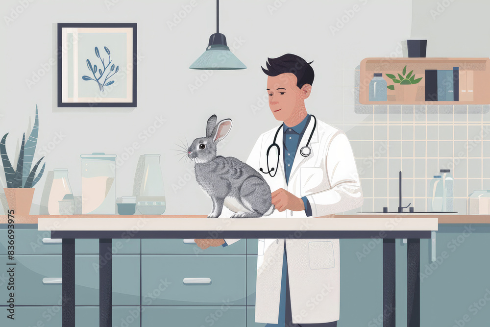 Simplified vector illustration of a veterinary examination room ...