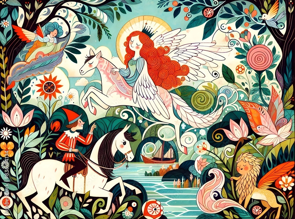 Ilustración infantil. ilustración cuento de hada, hada bosque encantado ...