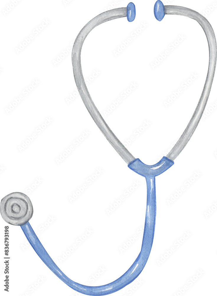 Watercolor stethoscope medical devices clipart set, hand drawn ...