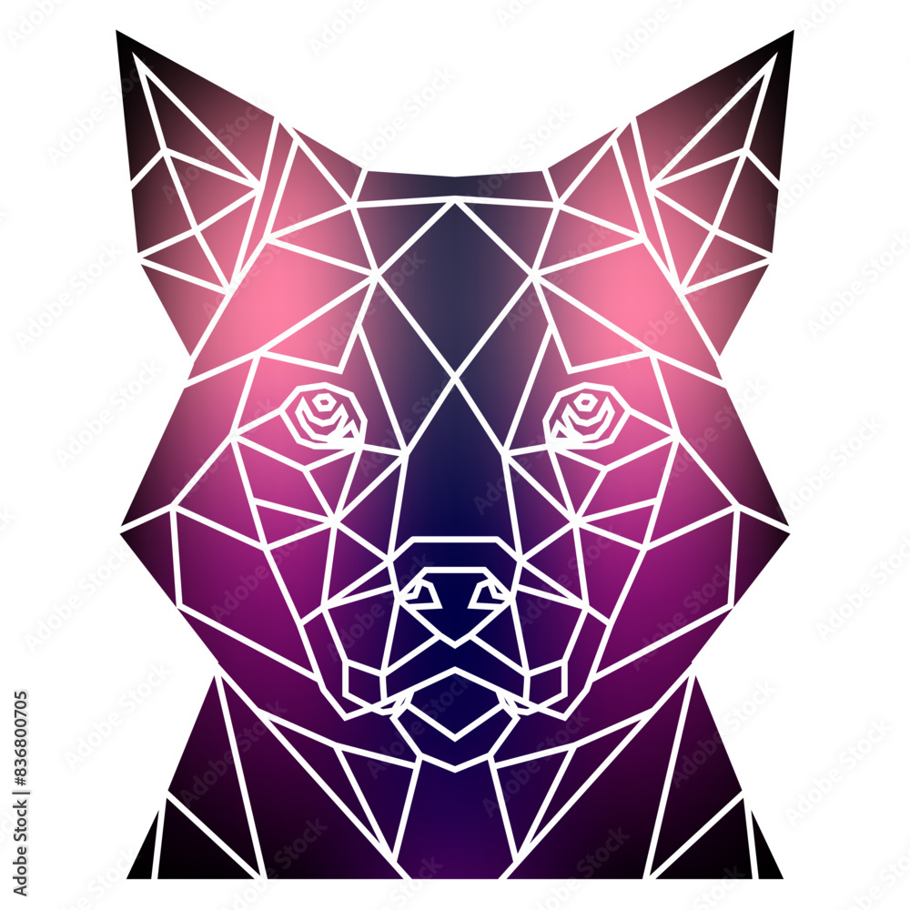 Stylized dog head a geometric style of triangles and different gradient ...