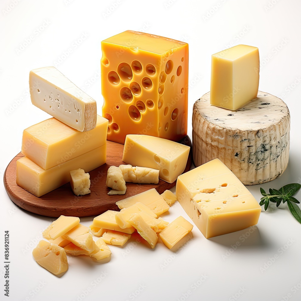 simpl cheese illustration isolated on a white background, 4 multiple ...