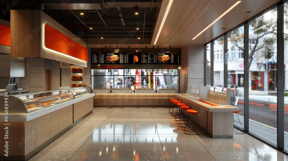 Modern fast food restaurant interior Stock Photo | Adobe Stock