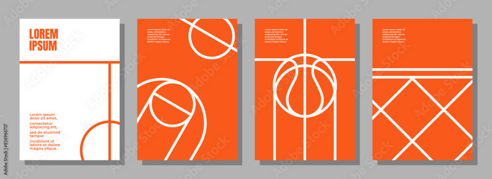 Minimalist basketball poster or cover templates for identity, branding ...