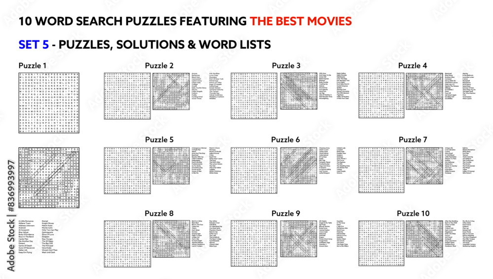 Engaging Word Search Puzzles Featuring The Best Movies for Movie Lovers ...