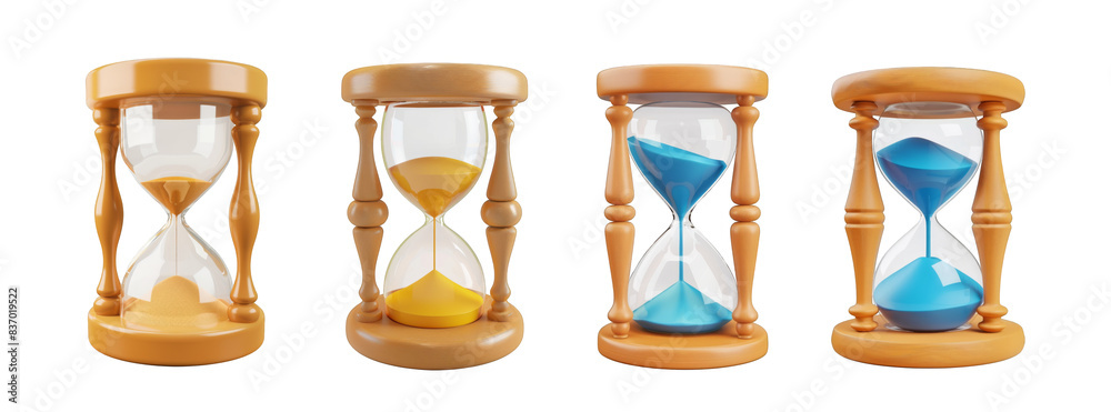 A 3D cartoon-style hourglass model, suitable for educational and time ...