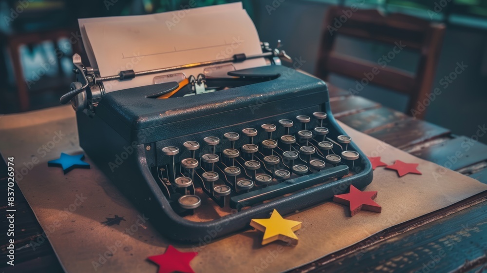 Old-school feedback survey on a typewriter with vintage paper ...