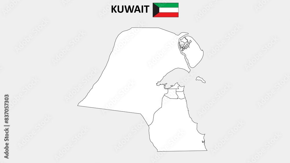 Kuwait Map. State map of Kuwait. Administrative map of Kuwait with ...
