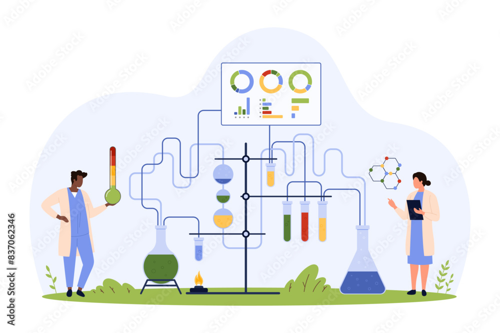 Chemistry laboratory research, scientific experiment of molecular ...