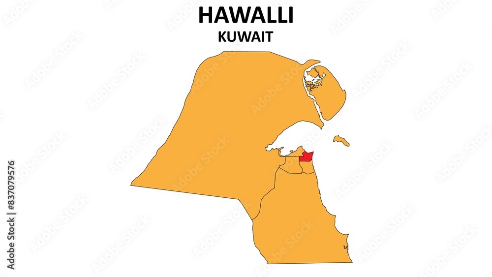 Hawalli Map in Kuwait. Vector Map of Kuwait. Regions map of Kuwait ...