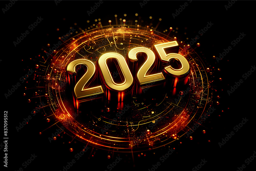 2025 New Year Futuristic 2025 Neon Sign, Cyberpunk Year 2025 Concept ...