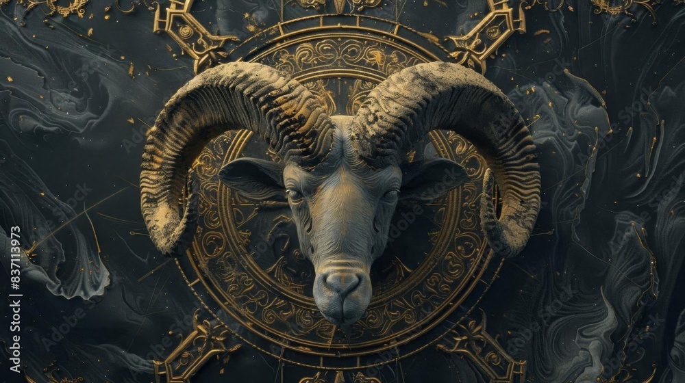 Subtle minimalism of an Aries symbol as a dynamic circle, fused with ...