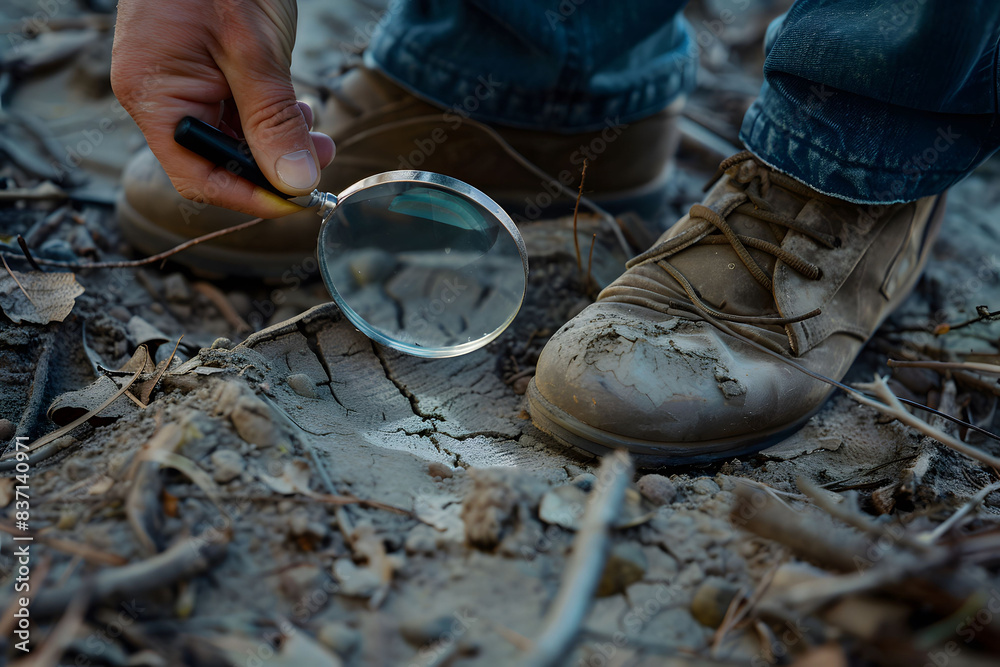 Detectives in Action with Their Tools like magnifying glass, flash ...