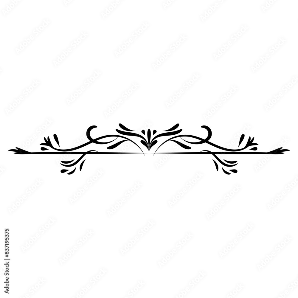 Vintage swirl decorative divider line. Flourish text separator in ...