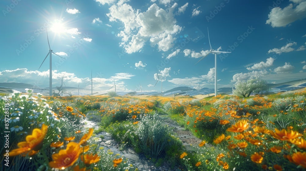 Dynamic abstract representation of renewable energy sources powering a ...