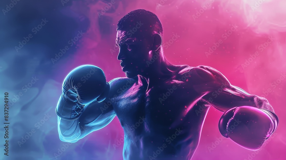 Boxing trading card template with a flat design and front view ...