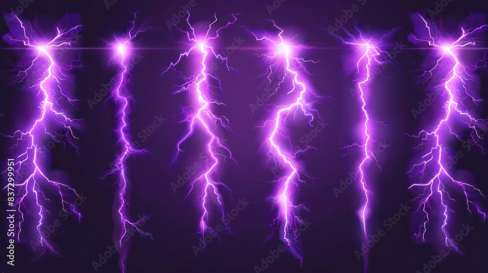 Animation sprite sheet of thunderbolt strike. Purple lightning ...